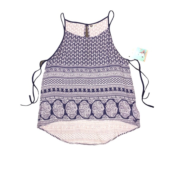 Roxy | Tops | Roxy Quicksilver Blue And White Surfer Tank With Side ...